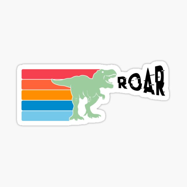 "Retro Vintage Rainbow Tyrannosaurus Rex (T-Rex) Roaring" Sticker for ...
