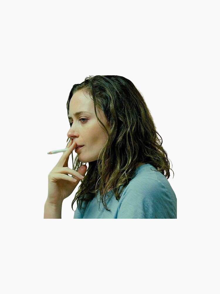"Emily Blunt Smoking " Sticker for Sale by shrekyeehaw | Redbubble