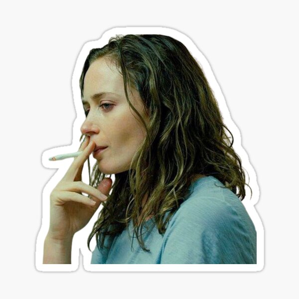 "Emily Blunt Smoking " Sticker for Sale by shrekyeehaw | Redbubble