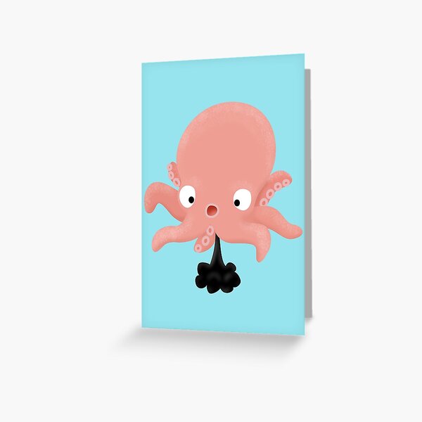 "Cute pink baby octopus cartoon humour " Greeting Card for Sale by ...