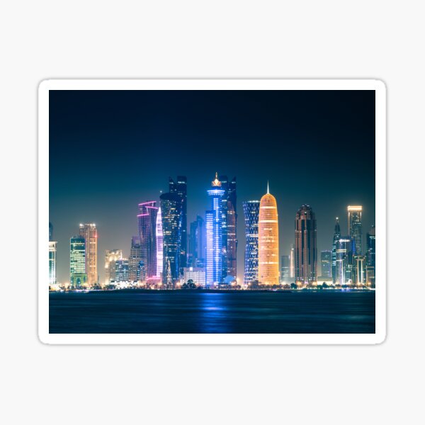 "doha skyline in qatar" Sticker by franckreporter | Redbubble