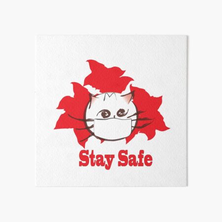 "Stay Safe cute cat - red" Art Board Print for Sale by vivid88 | Redbubble