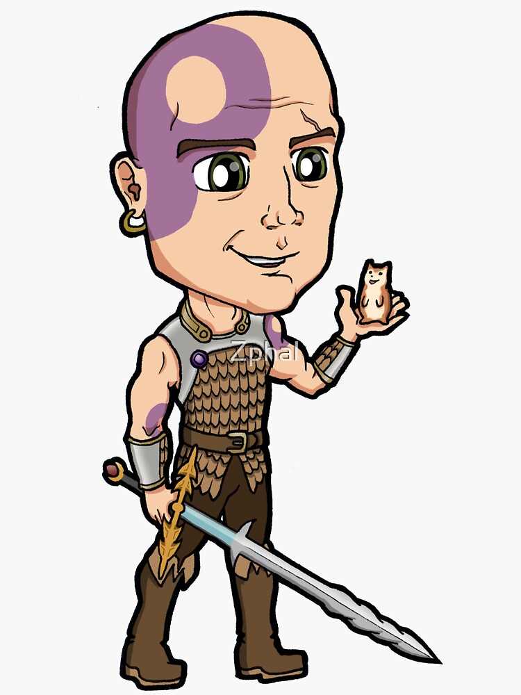 "Baldur's Gate - Minsc the Ranger with Boo the Hamster" Sticker for ...