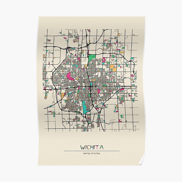 "Wichita, Kansas Street Map" Poster for Sale by geekmywall | Redbubble