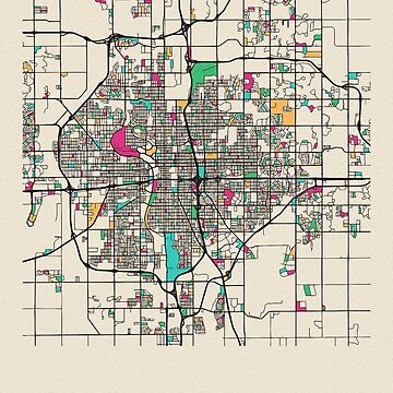 Wichita Highway Map Wichita, Kansas Inner Metro Landscape Map