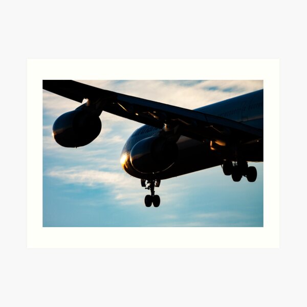 "Lufthansa Airbus A340-600 sunset landing" Art Print for Sale by ...