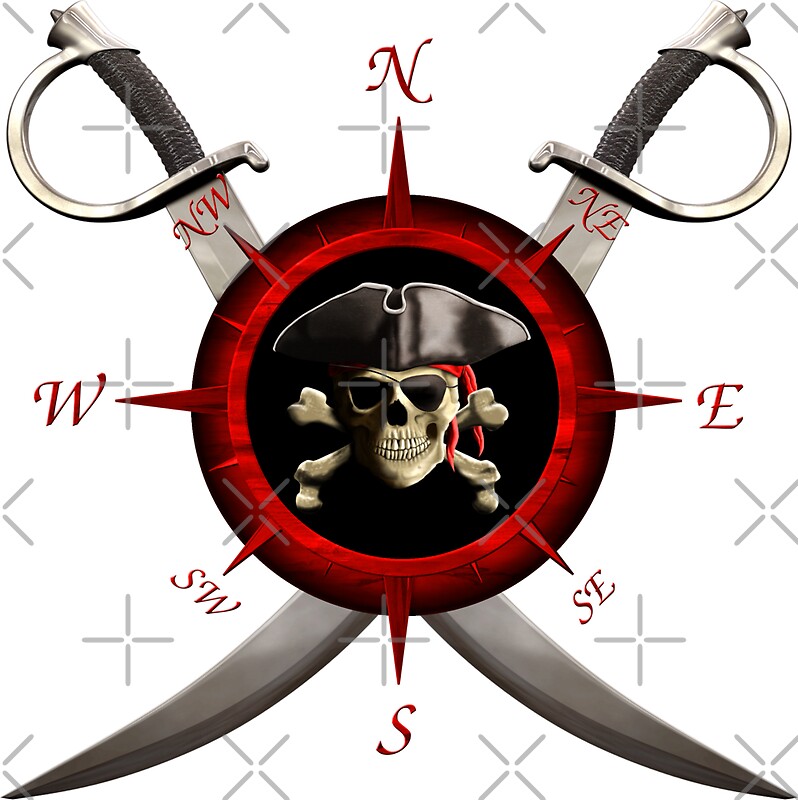 "Pirate Compass" Stickers by BailoutIsland | Redbubble