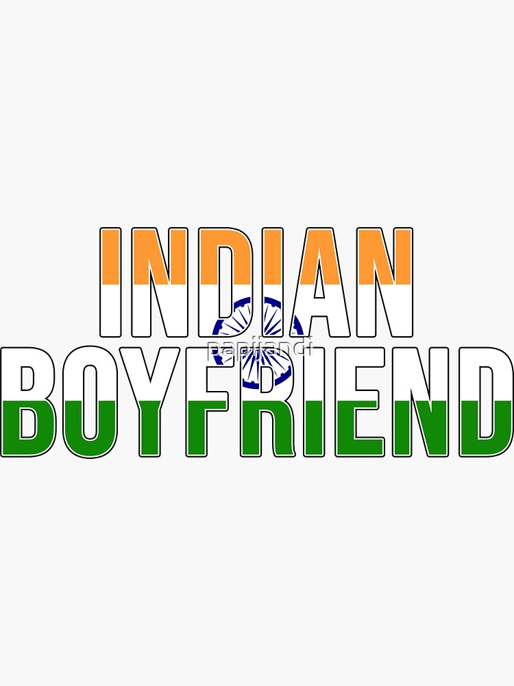 "Indian Bf | Indian Boyfriend Flag Overlay Black Stroke" Sticker for ...
