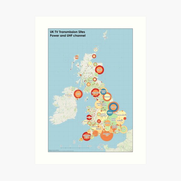 "UK TV Transmitter Network Map" Art Print for Sale by floongle | Redbubble