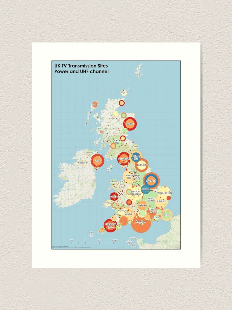 "UK TV Transmitter Network Map" Art Print for Sale by floongle | Redbubble