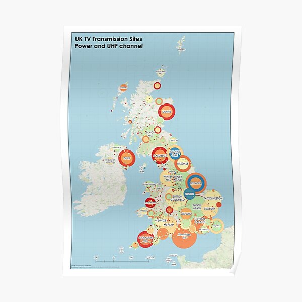 "UK TV Transmitter Network Map" Poster for Sale by floongle | Redbubble