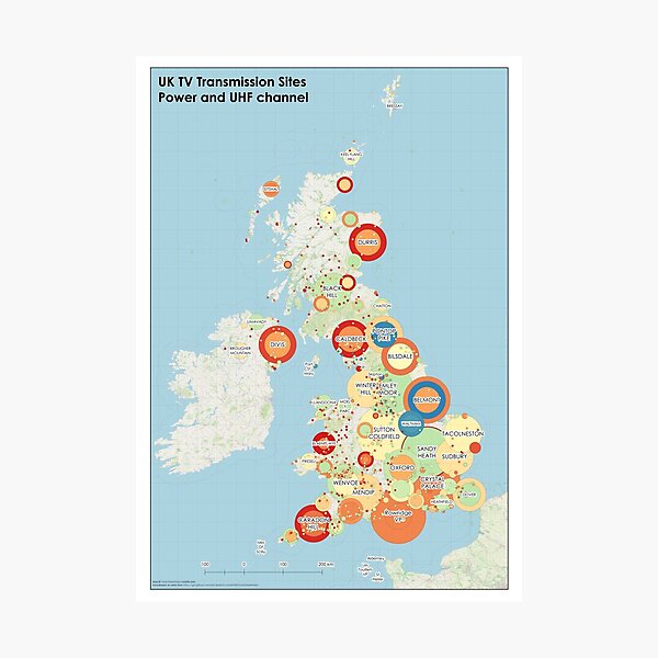 "UK TV Transmitter Network Map" Photographic Print for Sale by floongle ...