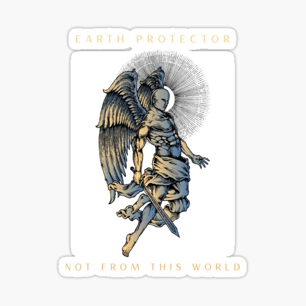 ""EARTH PROTECTOR, NOT FROM THIS WORLD" Retro Space Art" Sticker by ...