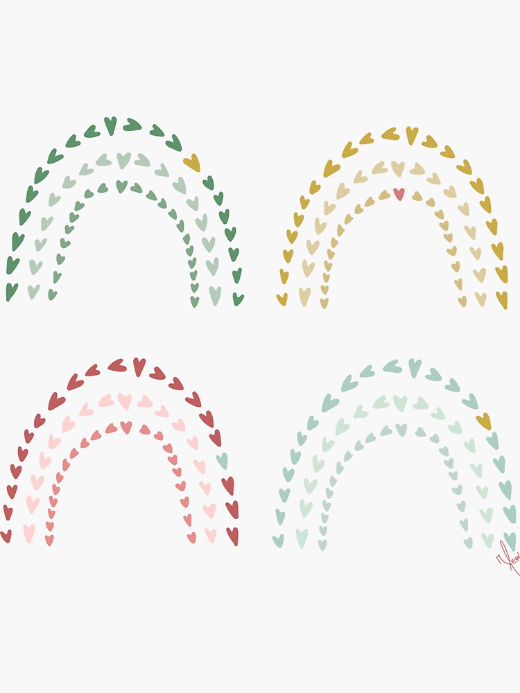 "Boho Rainbows Made of Hearts - Valentine, Wedding + Baby" Sticker for ...
