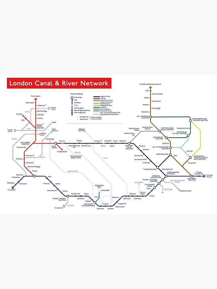 "London Canal and River Network Map" Poster for Sale by floongle ...