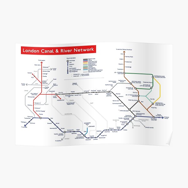 "London Canal and River Network Map" Poster for Sale by floongle ...