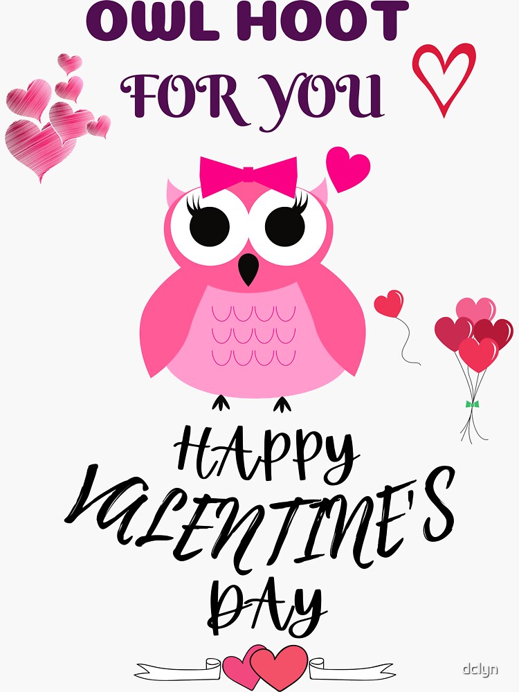 Pegatina «Owl Hoot For You Happy Valentines Day Card con divertidos ...