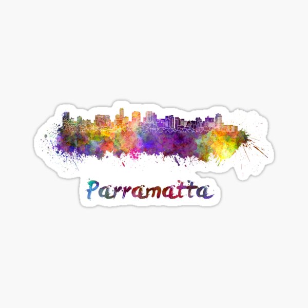 "Parramatta skyline in watercolor" Sticker by paulrommer | Redbubble