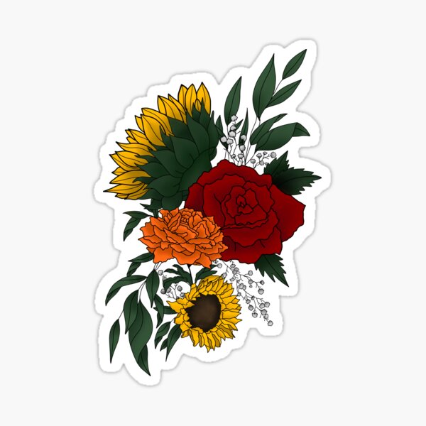 "Sunflower mix bunch" Sticker by lineandlunar | Redbubble