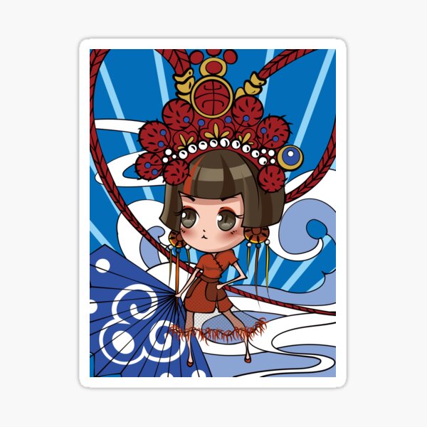 "Beijing Opera cartoon little girl" Sticker for Sale by dream1983 ...