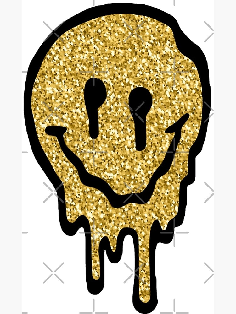 "Gold Glitter Drippy Smiley Face" Photographic Print for Sale by ...