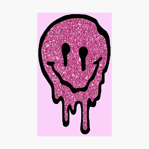 "Pink Glitter Drippy Smiley Face" Photographic Print by lolsammy910 ...