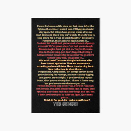 "Cobra Kai Different Dojos’ Motivational Speeches Script " Art Board ...