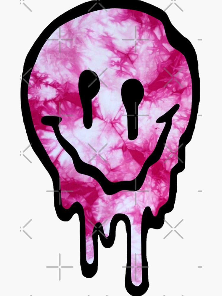 "Pink Tie Dye Drippy Smiley Face" Sticker for Sale by lolsammy910 ...