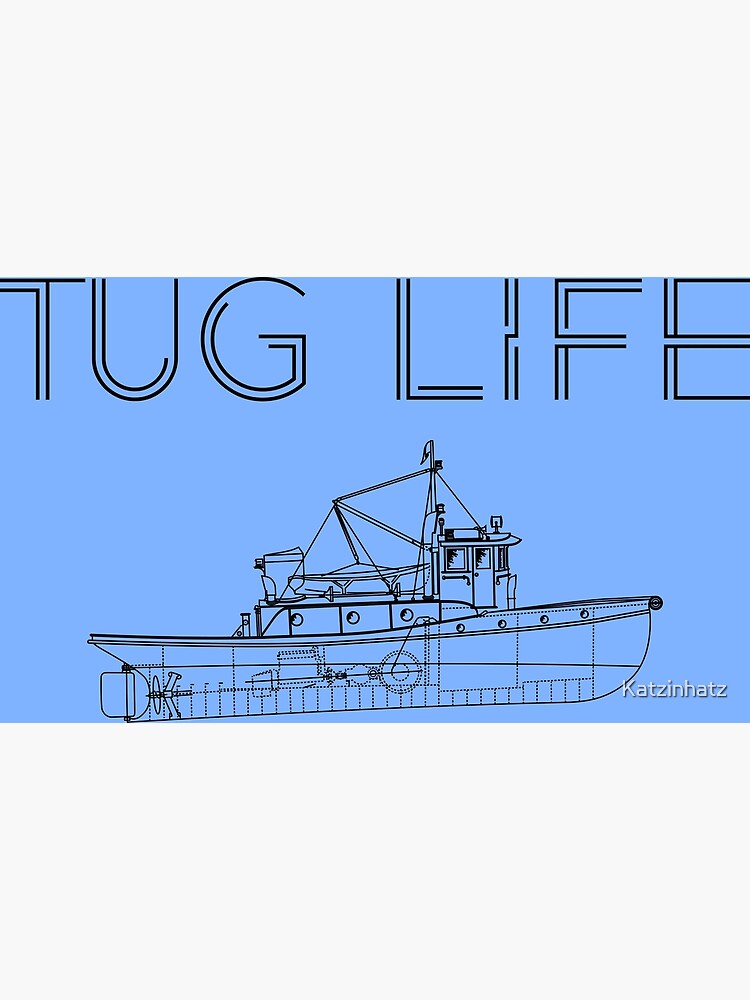 "Tug Life - Tugboat Blueprint Lines - Light" Poster by Katzinhatz ...