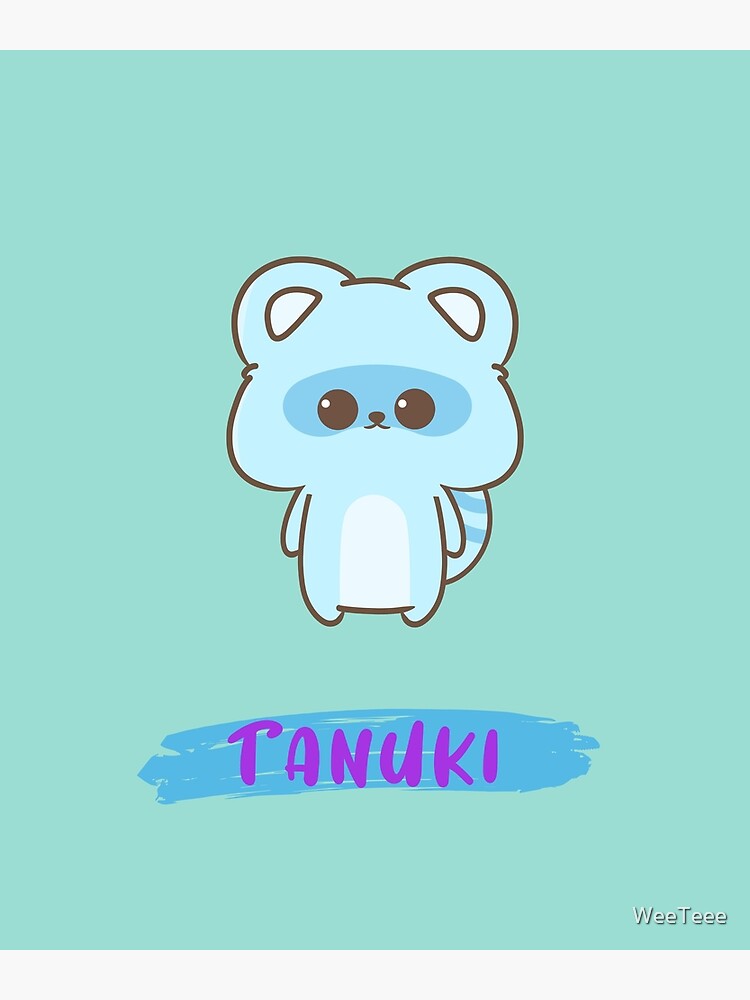 "Cute Kawaii Blue Tanuki " Poster by WeeTeee | Redbubble