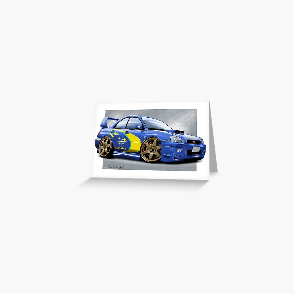 "Cartooned Subaru Impreza STI Rally Car" Greeting Card by ...