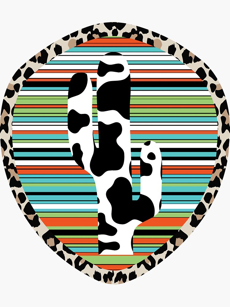 "Funny Serape cow print Cactus Leopard print Turquoise" Sticker for ...