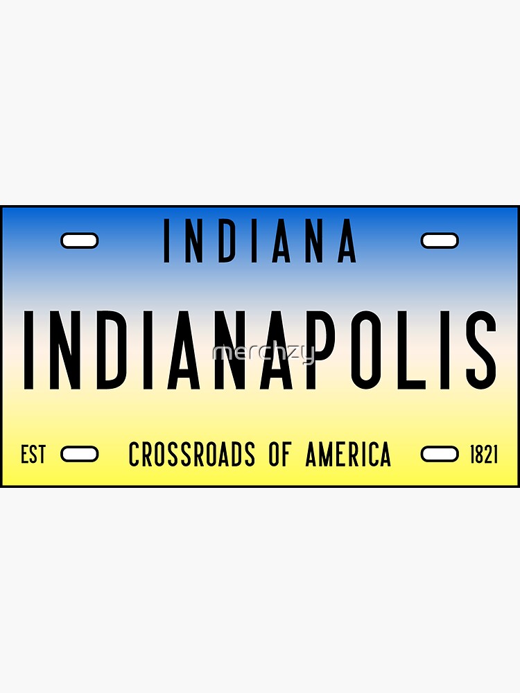 "Retro Indianapolis City Indiana State License Plate Souvenir" Sticker ...