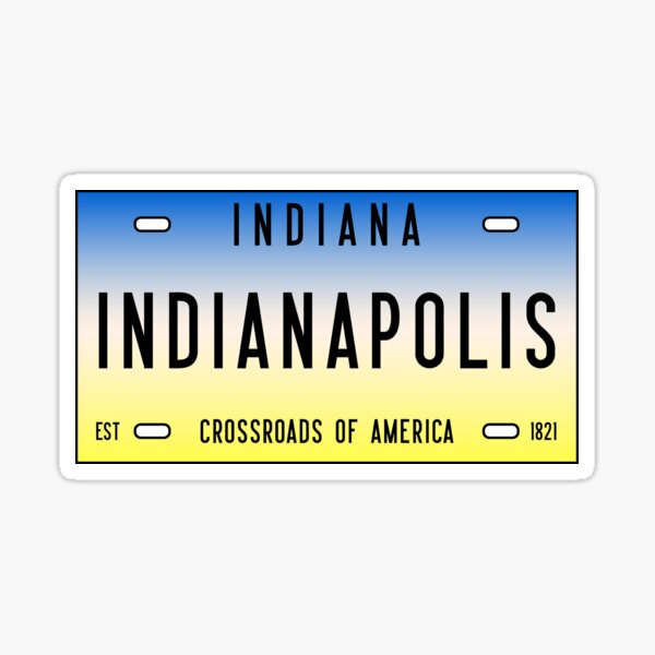 "Retro Indianapolis City Indiana State License Plate Souvenir" Sticker ...