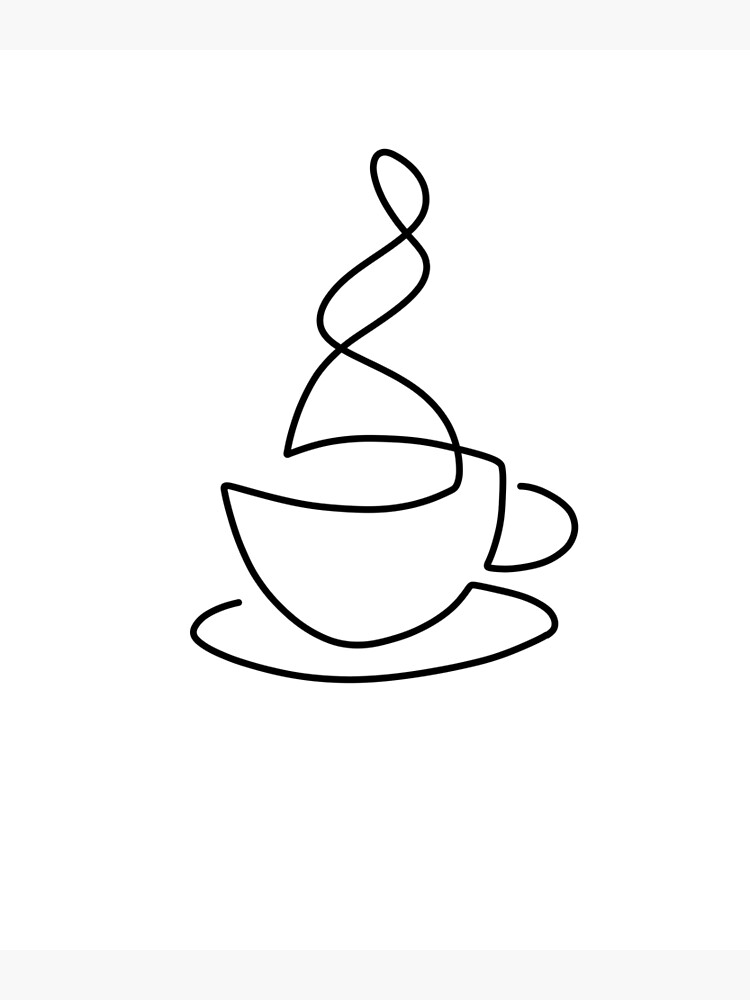 "COFFEE MUG LINE ART | Love delicious cafe | Line-art espresso" Poster ...