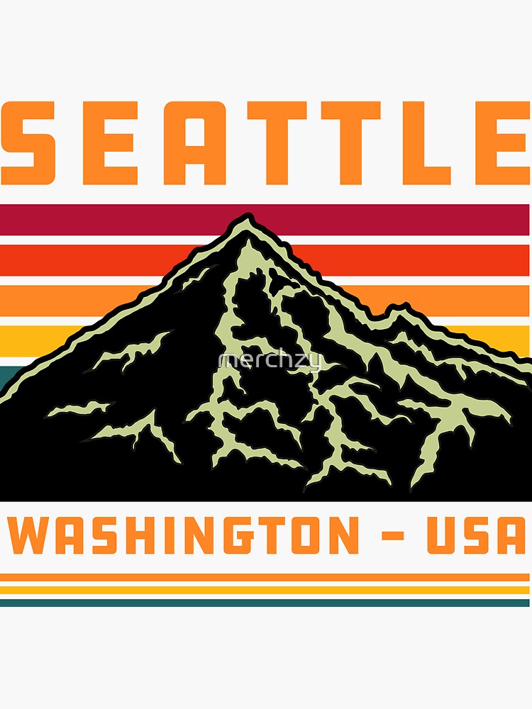 "Retro Vintage Seattle Washington State 80s Souvenir Mountain" Sticker ...