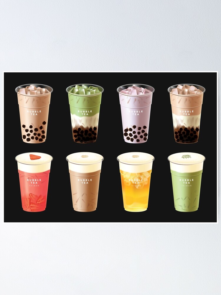 "Assorted Boba Milk Tea and Fruit Tea Set" Poster for Sale by Alicia ...