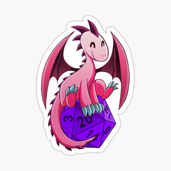 "D&D - Dragons and Dice! (Pink Dragon)" Sticker for Sale by kickgirl ...