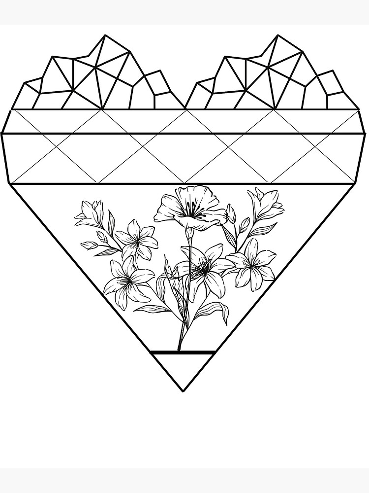 "cool geometric symmetrical heart design with beautiful flowers" Poster ...