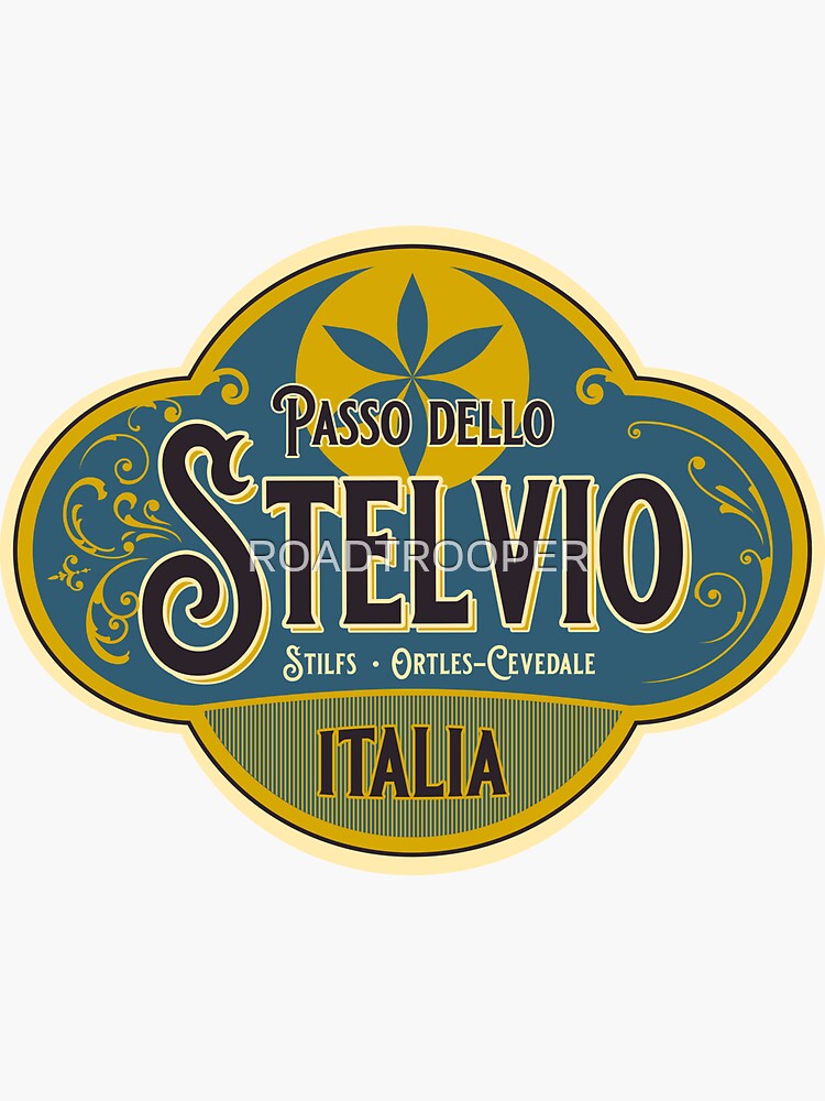 "Stelvio Pass Art Nouveau Original RoadTrooper T-Shirt + Sticker Design ...