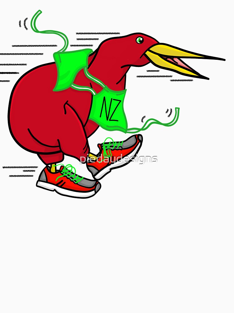 "Cute Kiwi Running cartoon" T-shirt for Sale by piedaydesigns ...