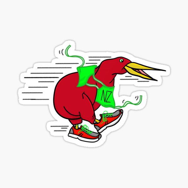 "Cute Kiwi Running cartoon" Sticker for Sale by piedaydesigns | Redbubble