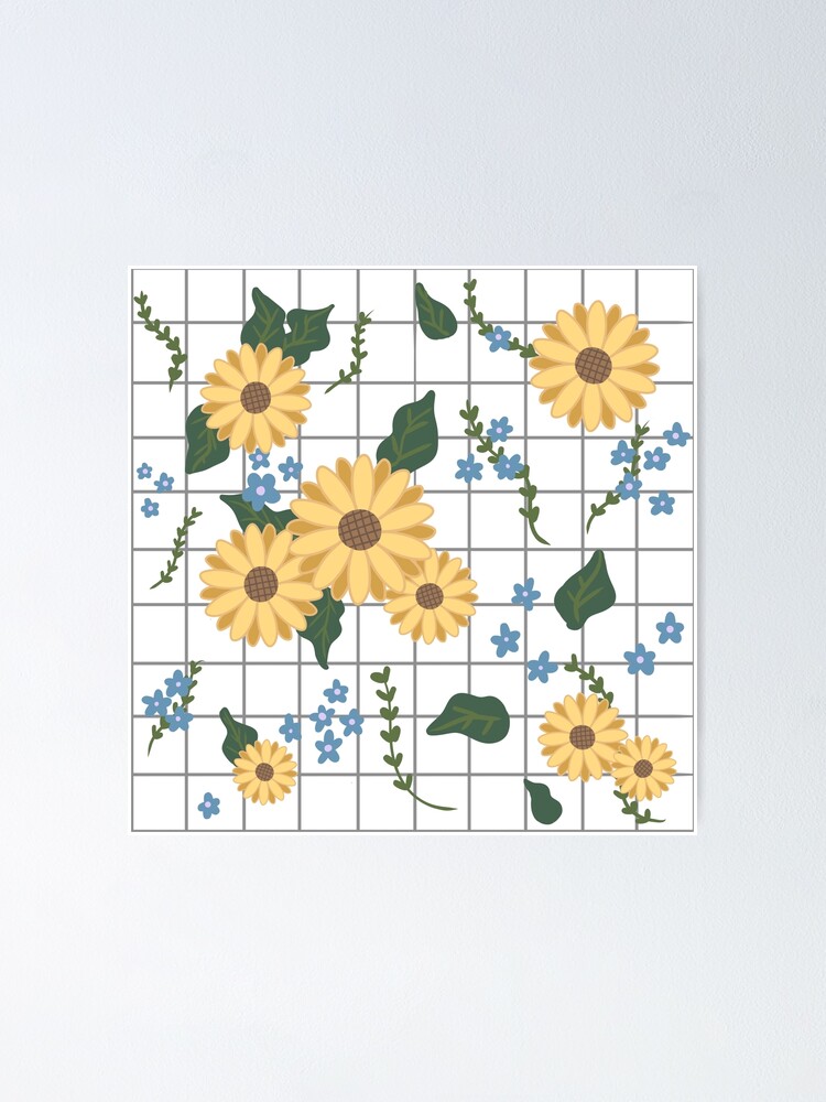 "Sunflower Grid Aesthetic" Poster by kerinnn | Redbubble