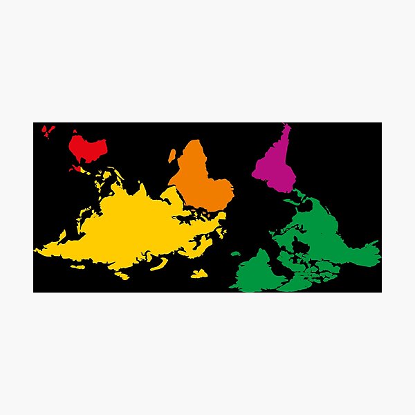 Lámina fotográfica «Mapa del mundo al revés» de StarsPower | Redbubble