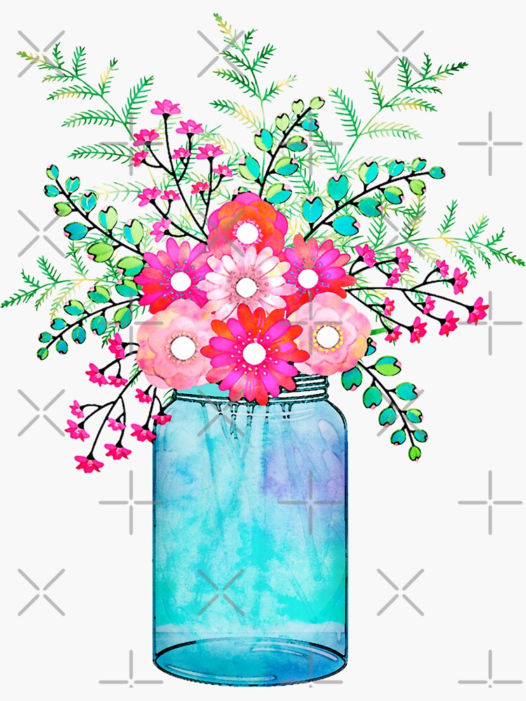"Watercolour flowers vase" Sticker for Sale by Shahil786 | Redbubble