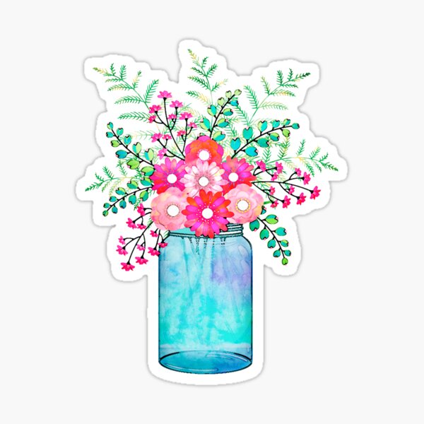 "Watercolour flowers vase" Sticker for Sale by Shahil786 | Redbubble