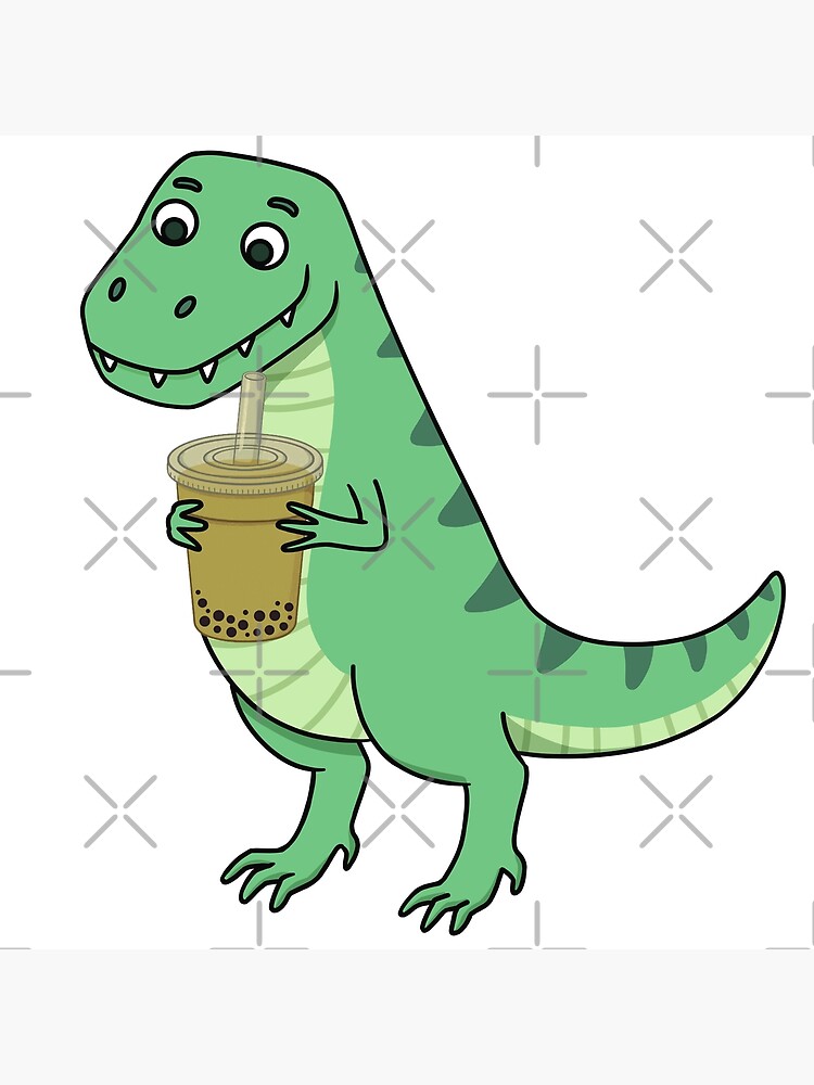 "Dino Boba - Dinosaur drinking boba" Poster by Hapoel | Redbubble