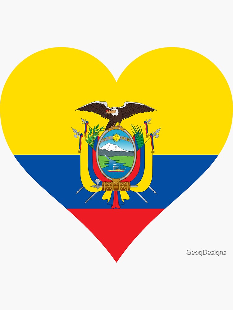 "Ecuador Ecuadorian flag flag heart" Sticker by GeogDesigns | Redbubble
