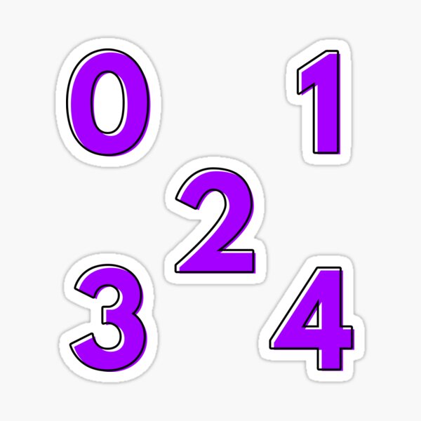 "Numbers 0 to 4 - Purple" Sticker for Sale by MoonsmileProd | Redbubble