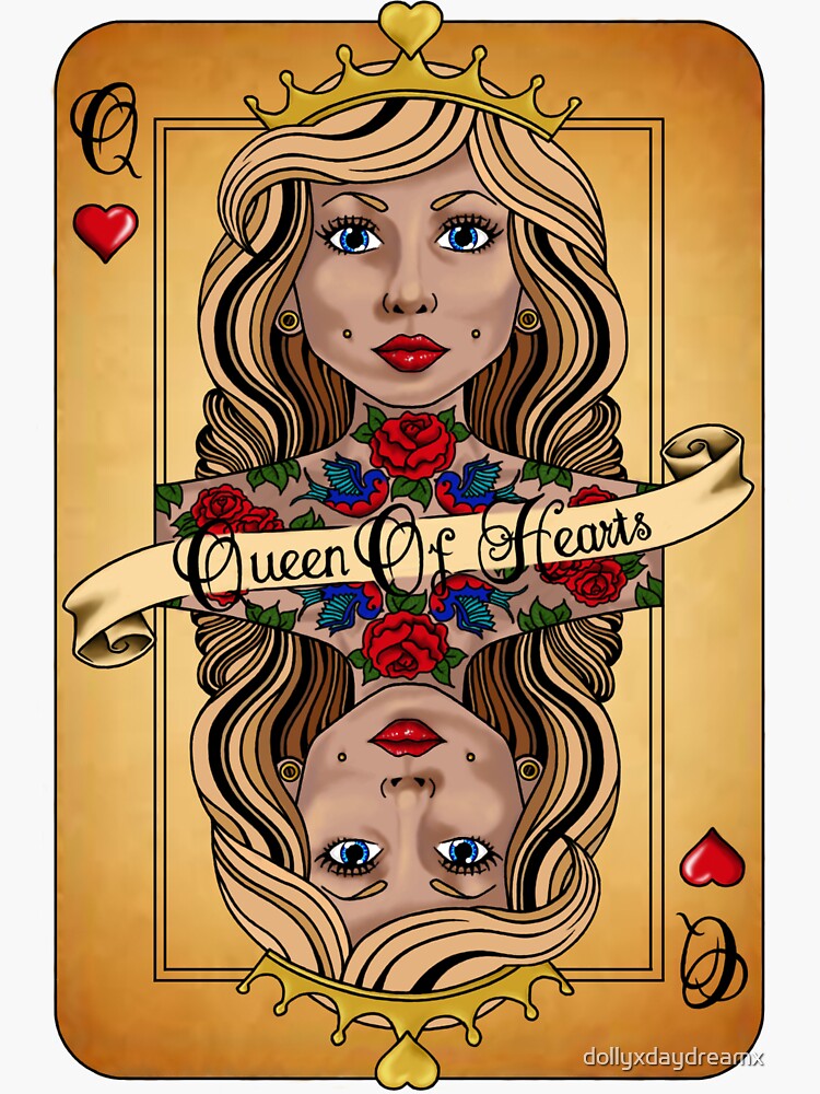 "Queen Of Hearts" Sticker for Sale by dollyxdaydreamx | Redbubble